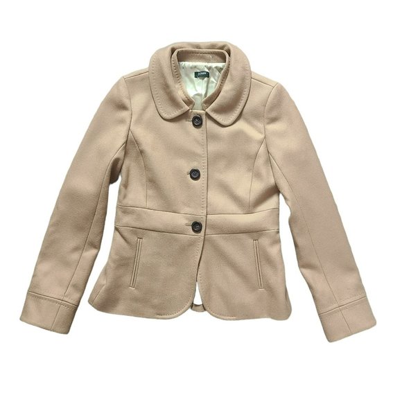 J. Crew | Jackets & Coats | Jcrew Three Button Coat Tan Womens Size Xsp ...
